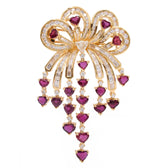 4ct Diamond & Ruby Free Style Bow Brooch & Lapel Pin